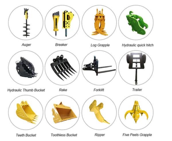 Different types of attachments for mini diggers and their uses